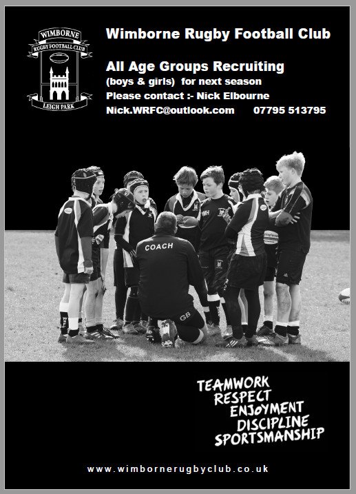 Flyer created for Wimborne Rugby Football Club - Website Design 4 Dorset